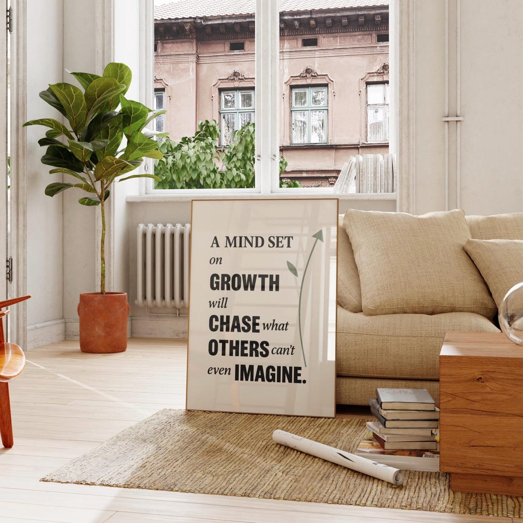 Growth Mindset Wall Art Poster – Minimal Self Improvement Quote Print ...