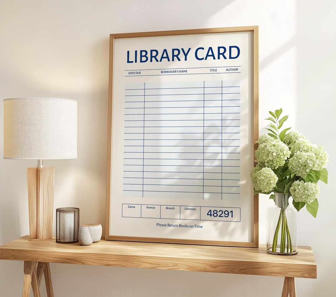 Library Card Wall Art Printable, Vintage Library Card Poster, Book ...