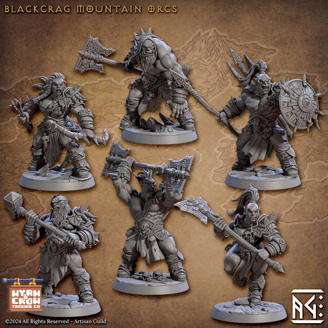 Ork Warrior Set | Orc Waaagh Fighter for Grim Dark, High Fantasy, D20 ...