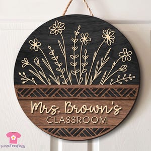 Personalized Teacher Door Hanger, Classroom Decor, Teacher Door Sign ...