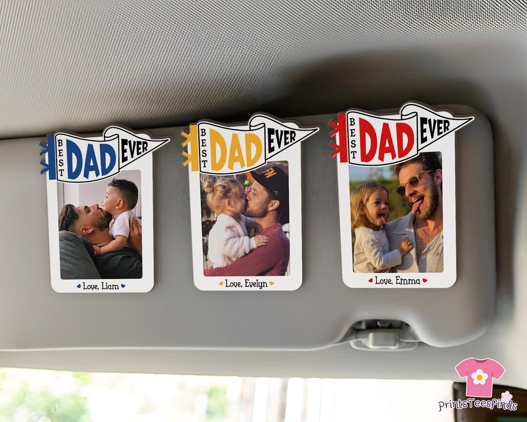 Personalized Fathers Day Gift, Custom Photo Car Visor Clip, Dad With ...