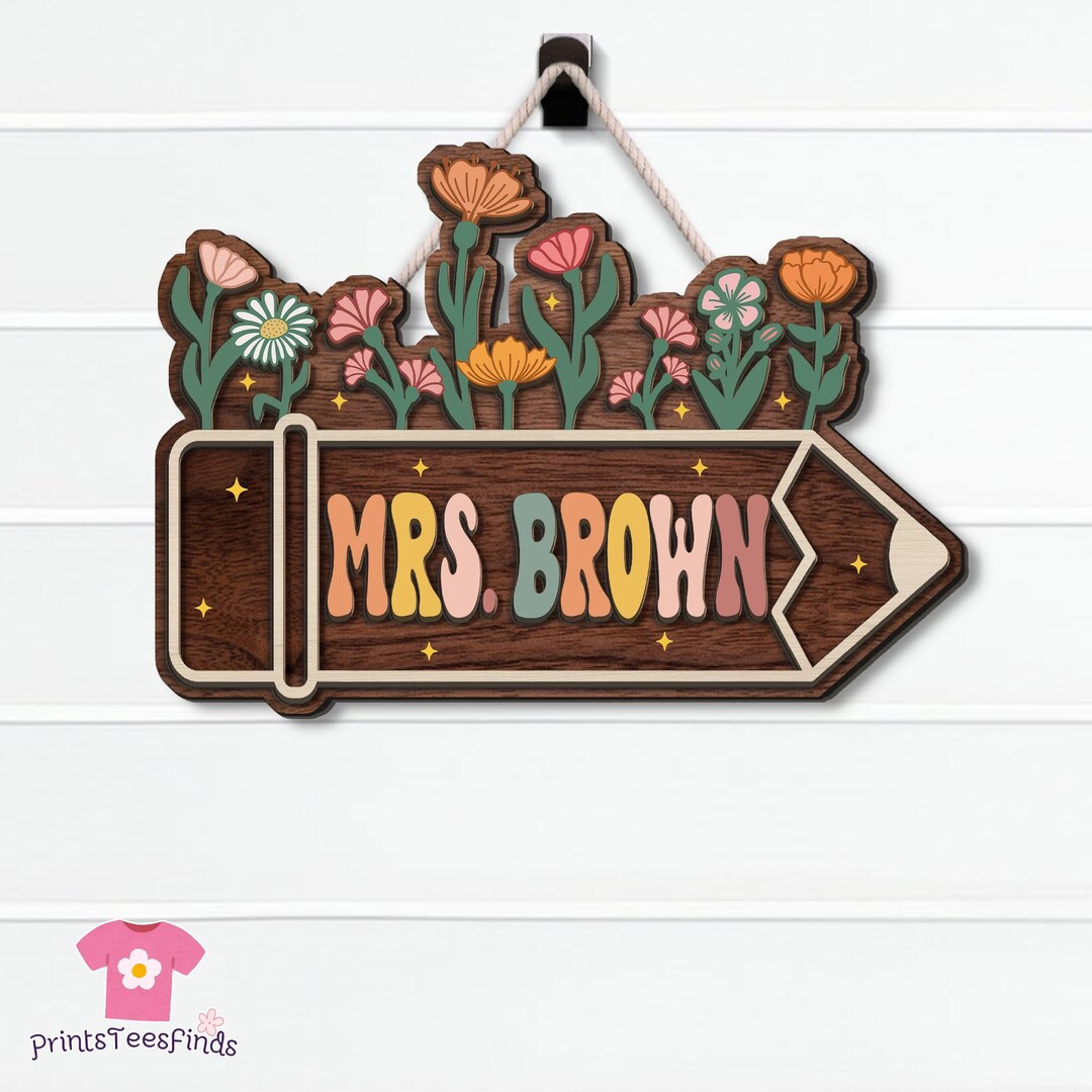 Personalized Teacher Door Sign, Classroom Decor, Custom Teacher Name ...