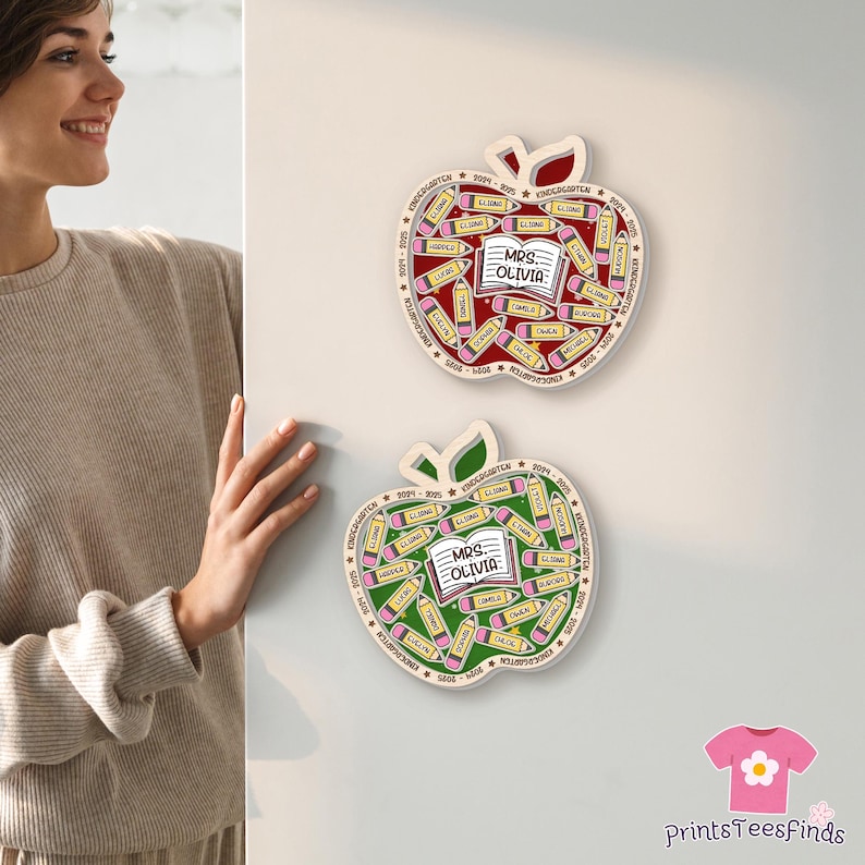 Personalized Teacher Apple Magnet, Thank You Teacher Gift, Classroom ...