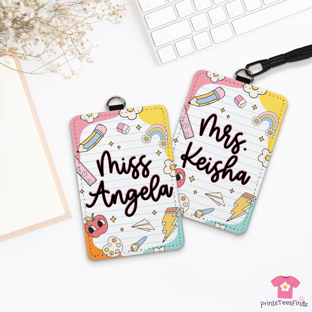 Custom Teacher ID Badge Holder, Teacher Gifts, Back to School Gift ...