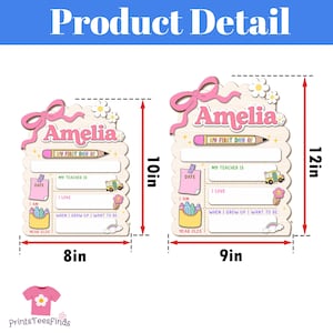 First and Last Day School Sign, Pre-k Back to School Sign, Personalized ...