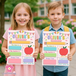 First and Last Day School Sign, Pre-k Back to School Sign, Personalized ...