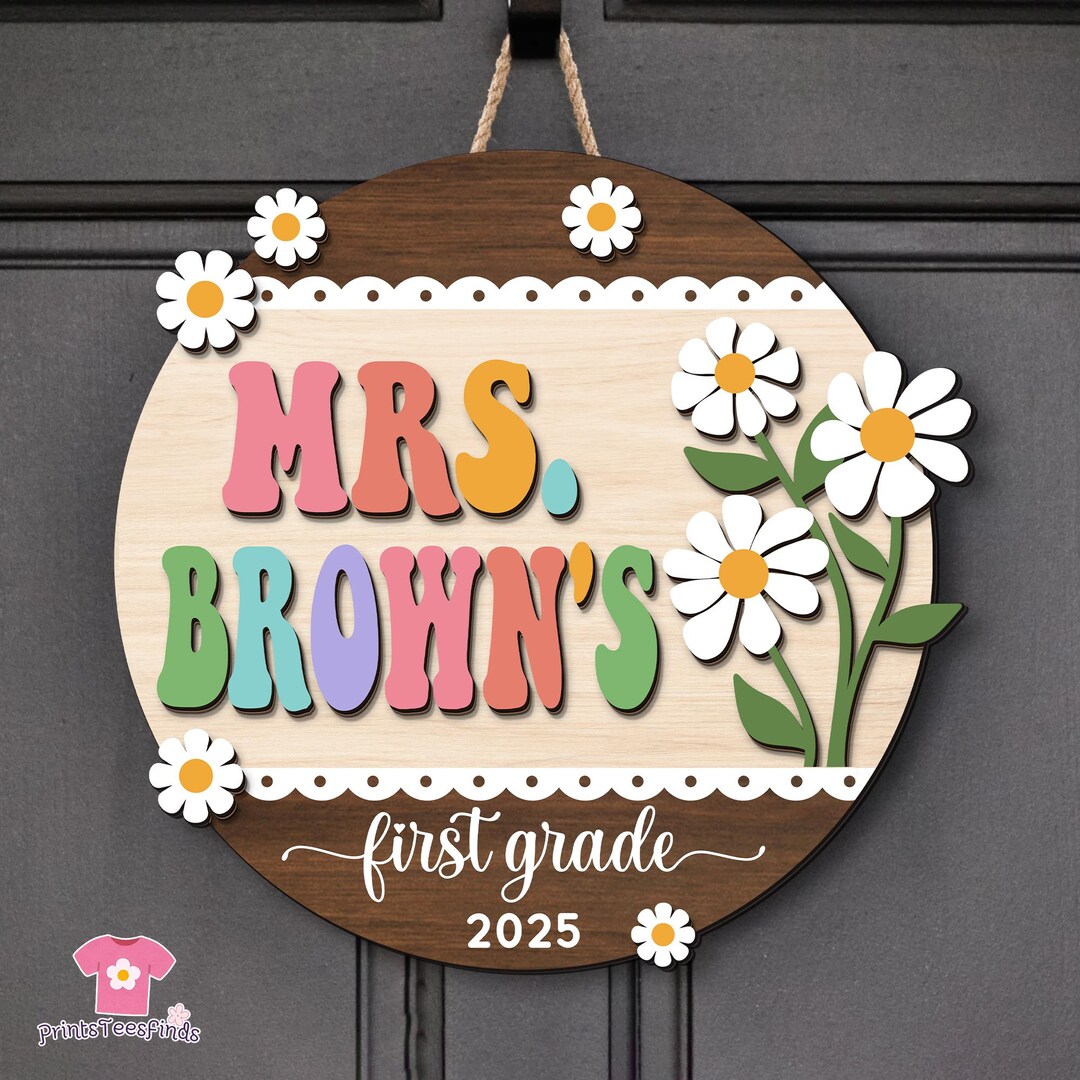 Floral Teacher Door Sign, First Grade Teacher Sign, Classroom Welcome ...
