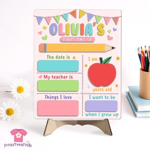 First and Last Day School Sign, Pre-k Back to School Sign, Personalized ...