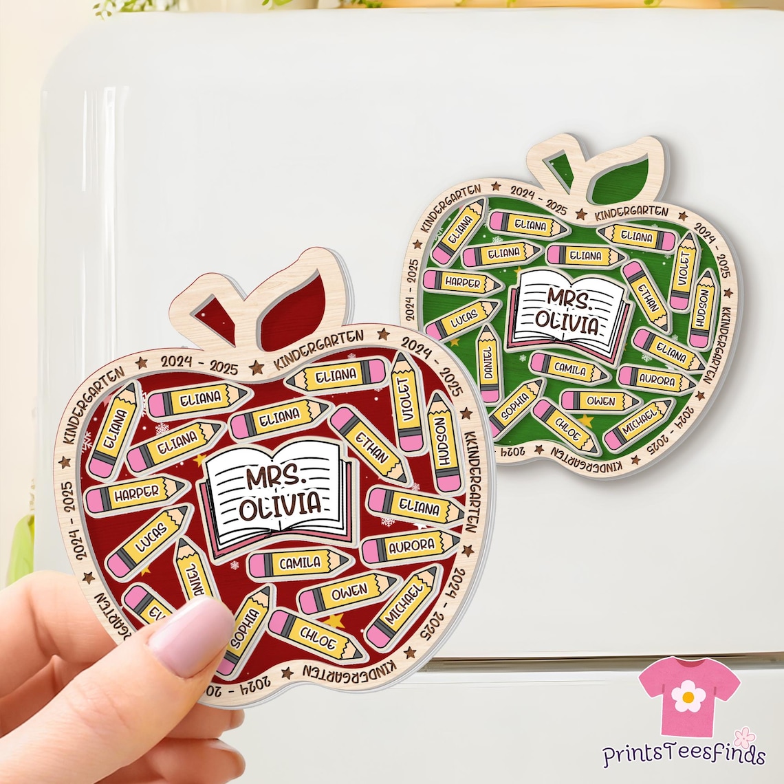 Personalized Teacher Apple Magnet, Thank You Teacher Gift, Classroom ...
