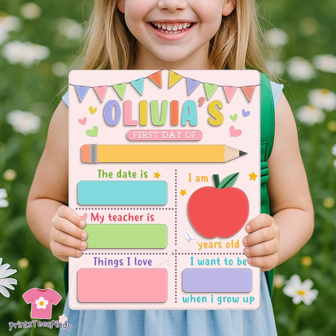 First and Last Day School Sign, Pre-k Back to School Sign, Personalized ...