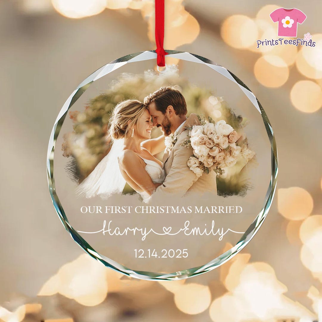 Our First Christmas as Married Photo Ornament, Custom Wedding Picture ...