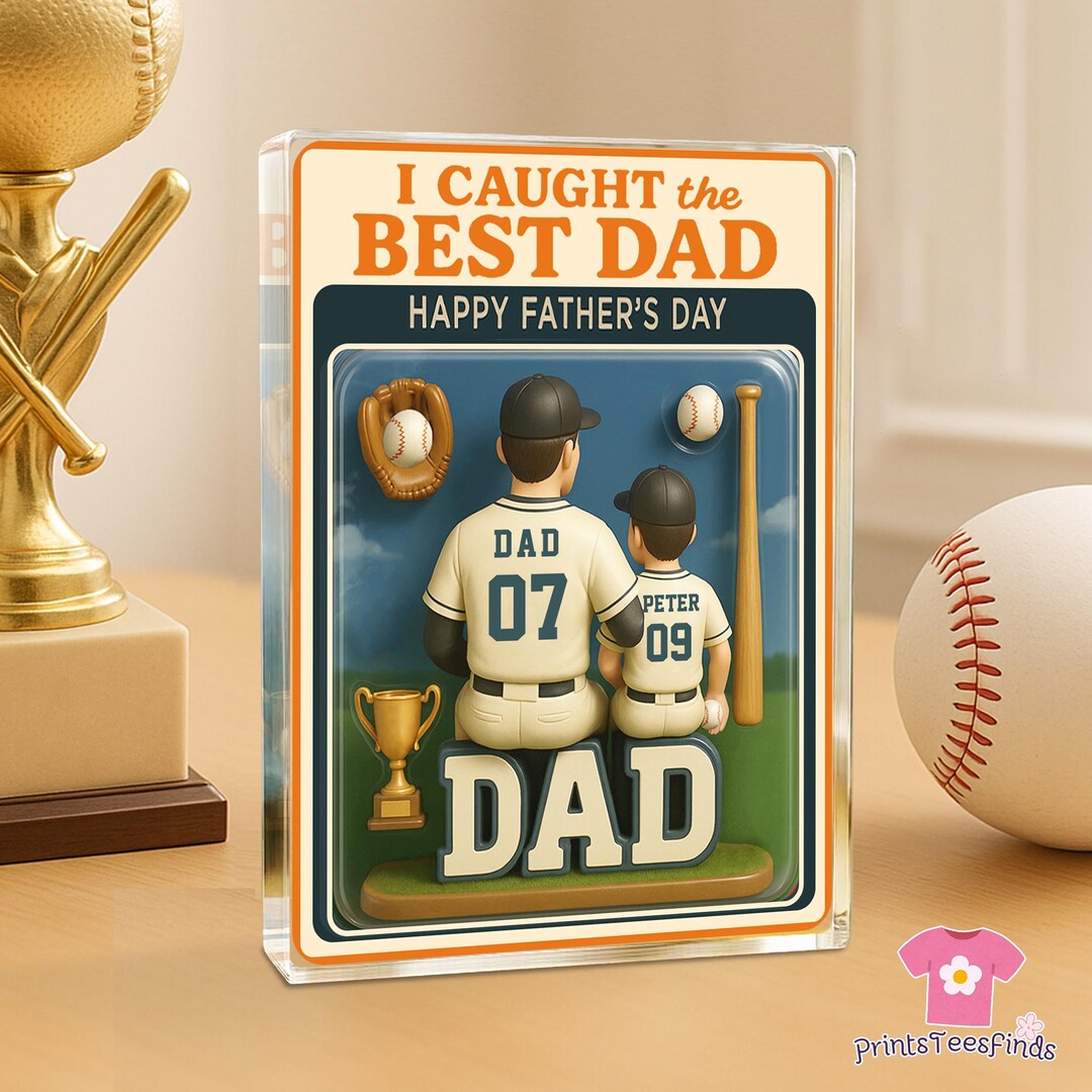 Father's Day Gift for Dad, Dad Block, Baseball Dad Gift, Custom Figure ...