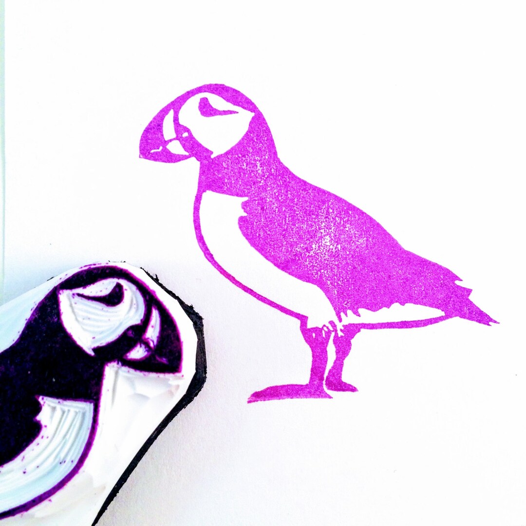 Puffin Rubber Stamp - Hand Carved - Etsy