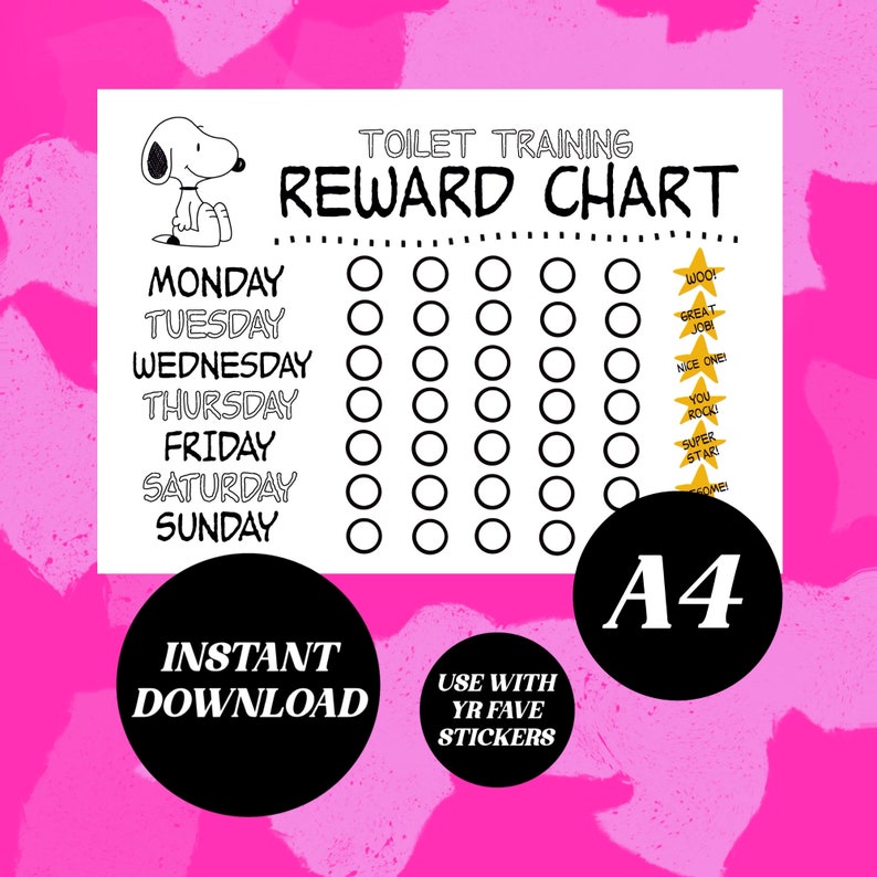 Toilet Training Reward Chart, Kids Toddler Potty Printable Sticker ...