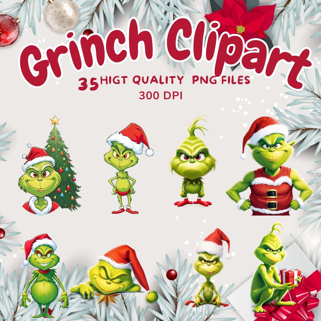 PNG Cute Christmas Grinch Clipart - 300 DPI, High-resolution ...