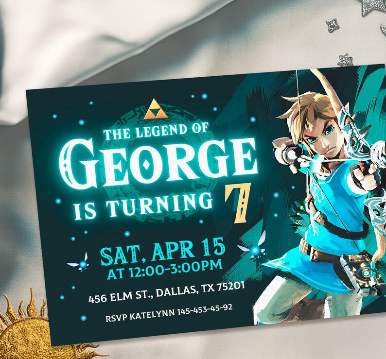 Video Gamer Invite, Legend of Zelda Birthday Invitation, Digital ...
