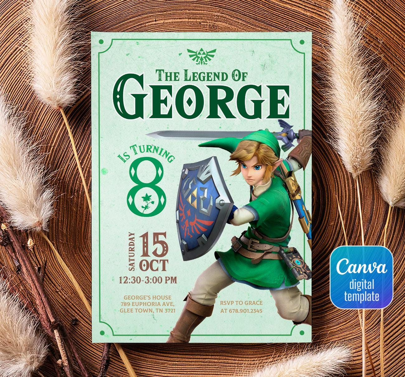 Video Gamer Invite, Legend of Zelda Birthday Invitation, Digital ...