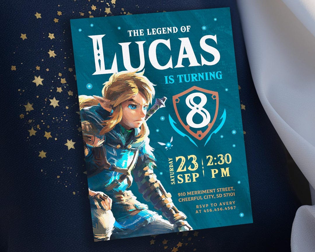 Video Gamer Invite, Legend of Zelda Birthday Invitation, Digital ...