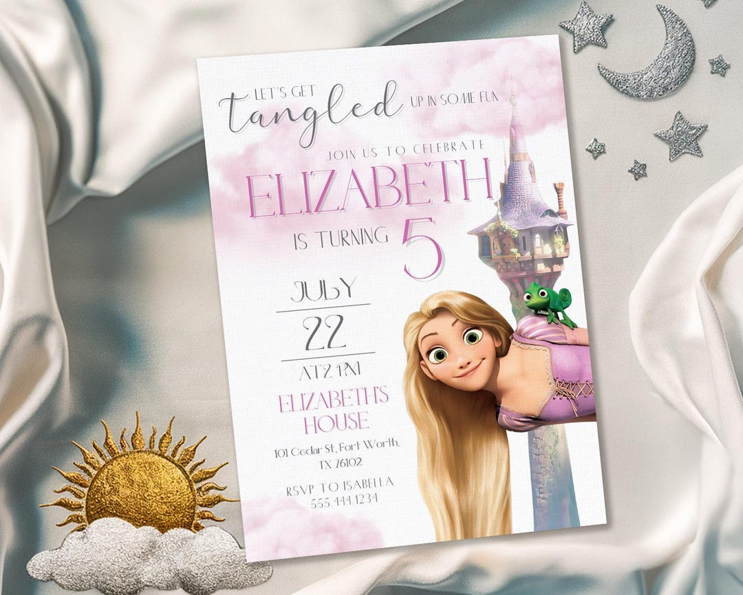 Princess Rapunzel Birthday Invitation, Girl Editable Invite Template ...
