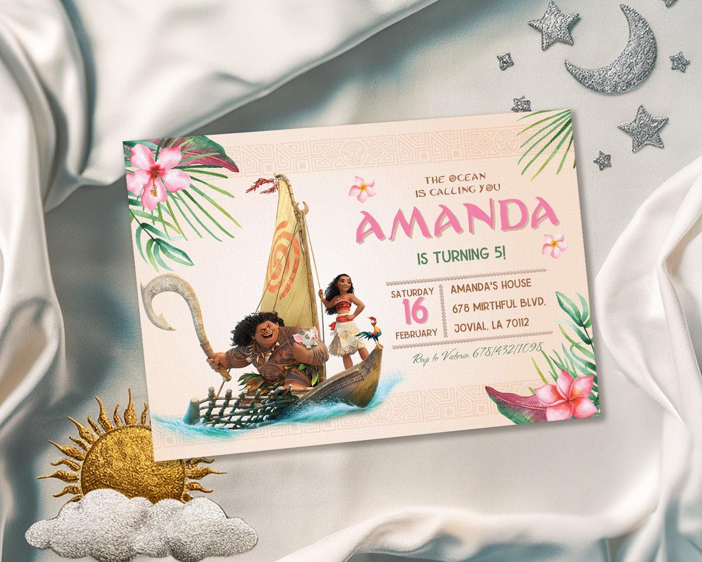 Moana Printable Invitation, Editable Invitation, Hawaii Birthday ...
