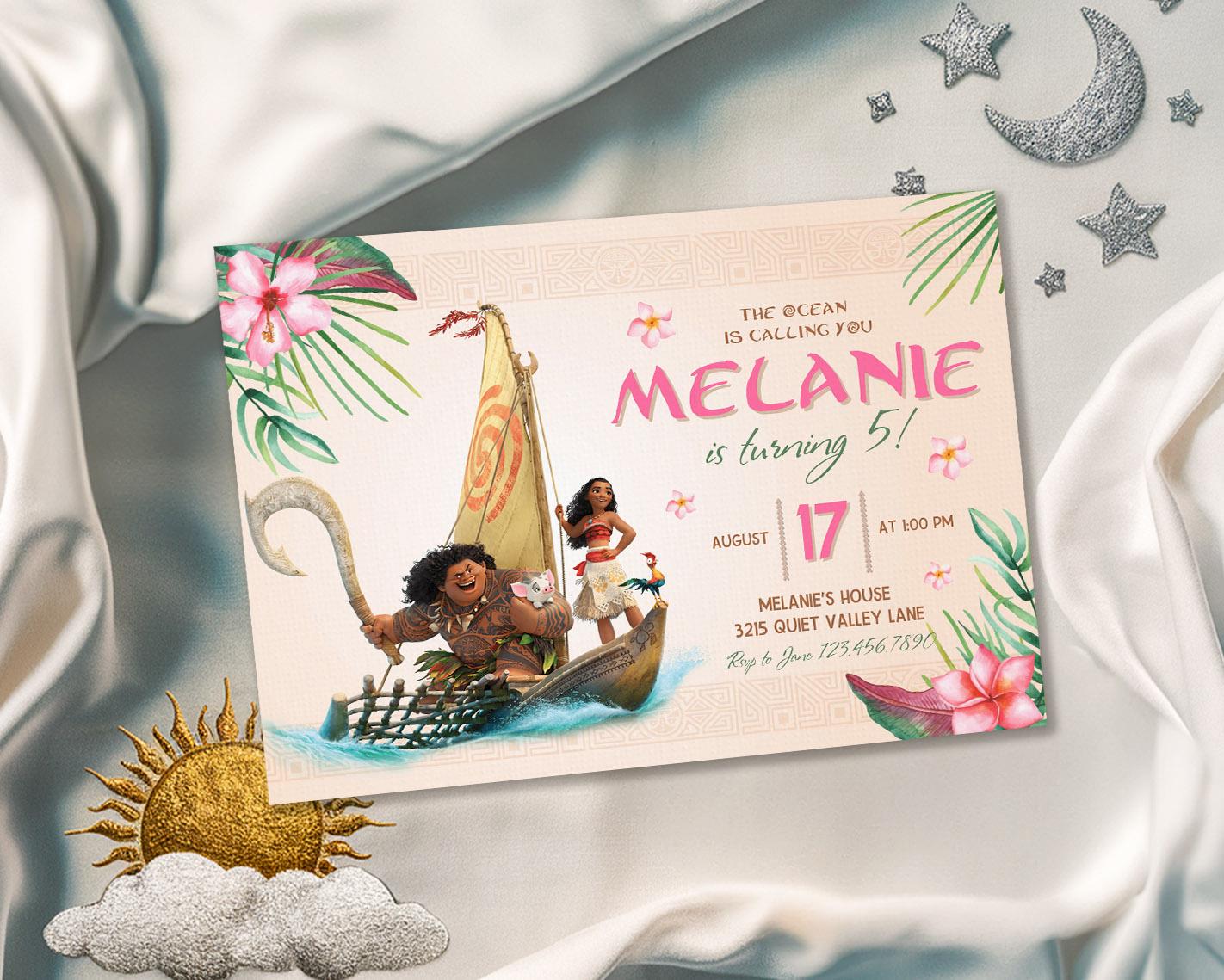 Moana Printable Invitation, Editable Invitation, Hawaii Birthday ...