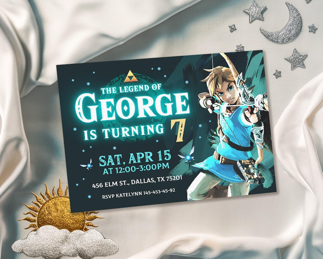 Video Gamer Invite, Legend of Zelda Birthday Invitation, Digital ...