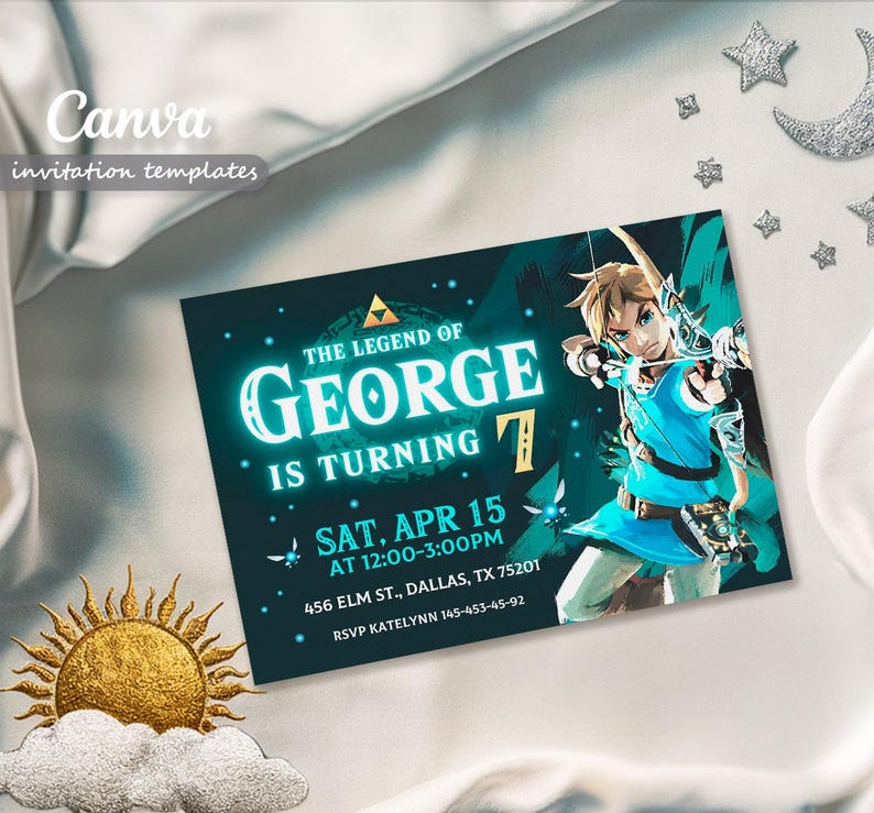 Video Gamer Invite, Legend of Zelda Birthday Invitation, Digital ...