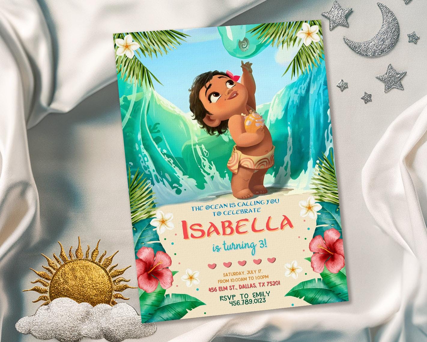 Invitación imprimible de Moana, invitación editable, invitación de ...