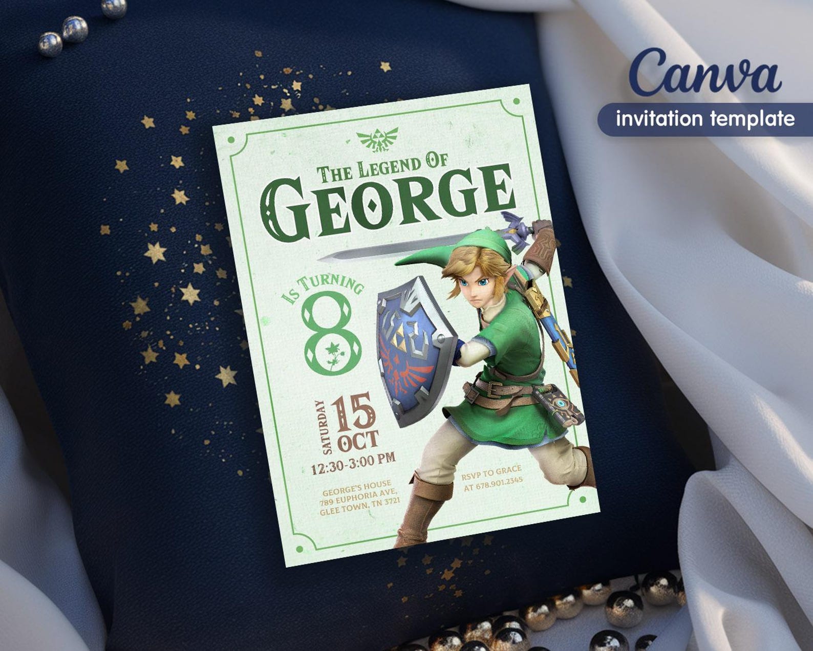 Video Gamer Invite, Legend of Zelda Birthday Invitation, Digital ...