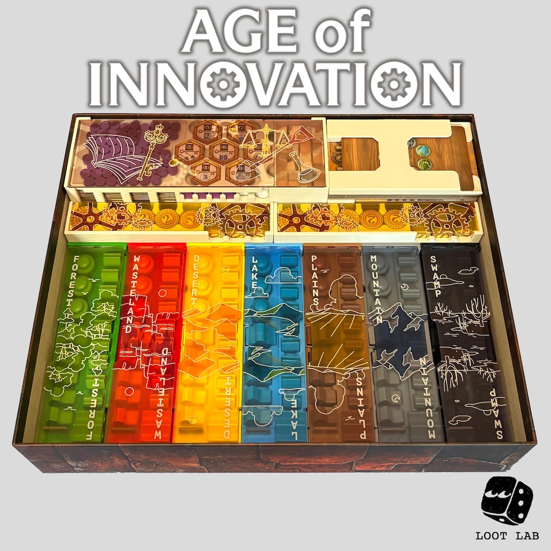 Age of Innovation Board Game Organizer | 3D Printed Insert With Acrylic ...