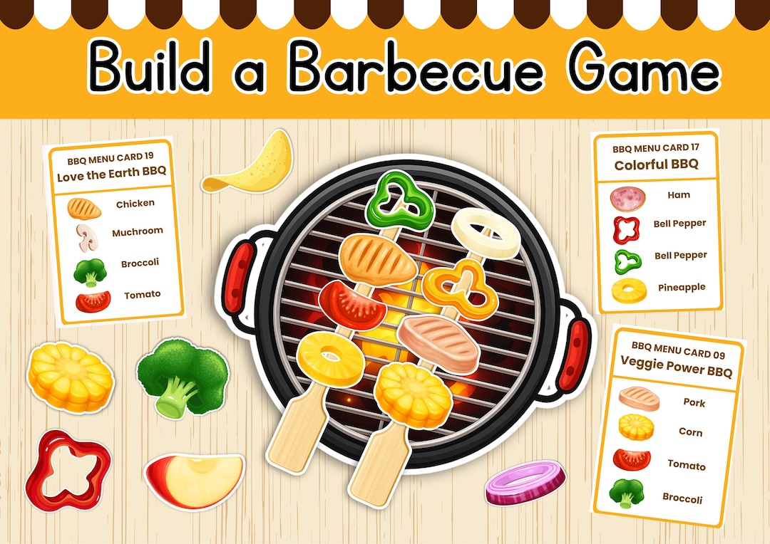 BBQ Pretend Play Set: Printable Matching Game, Summer Activity (PDF ...