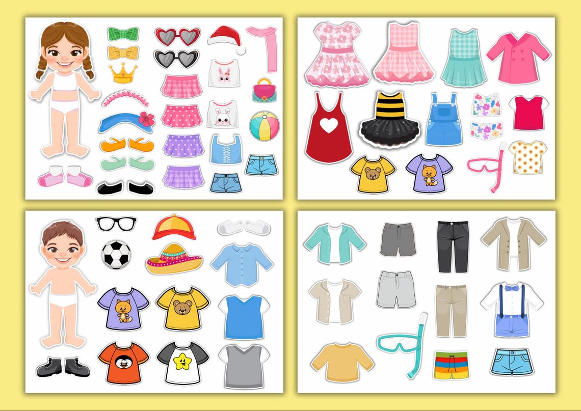 Dress up Printable, Dress up Activity, Kids Dress Upp, Dress up Game ...
