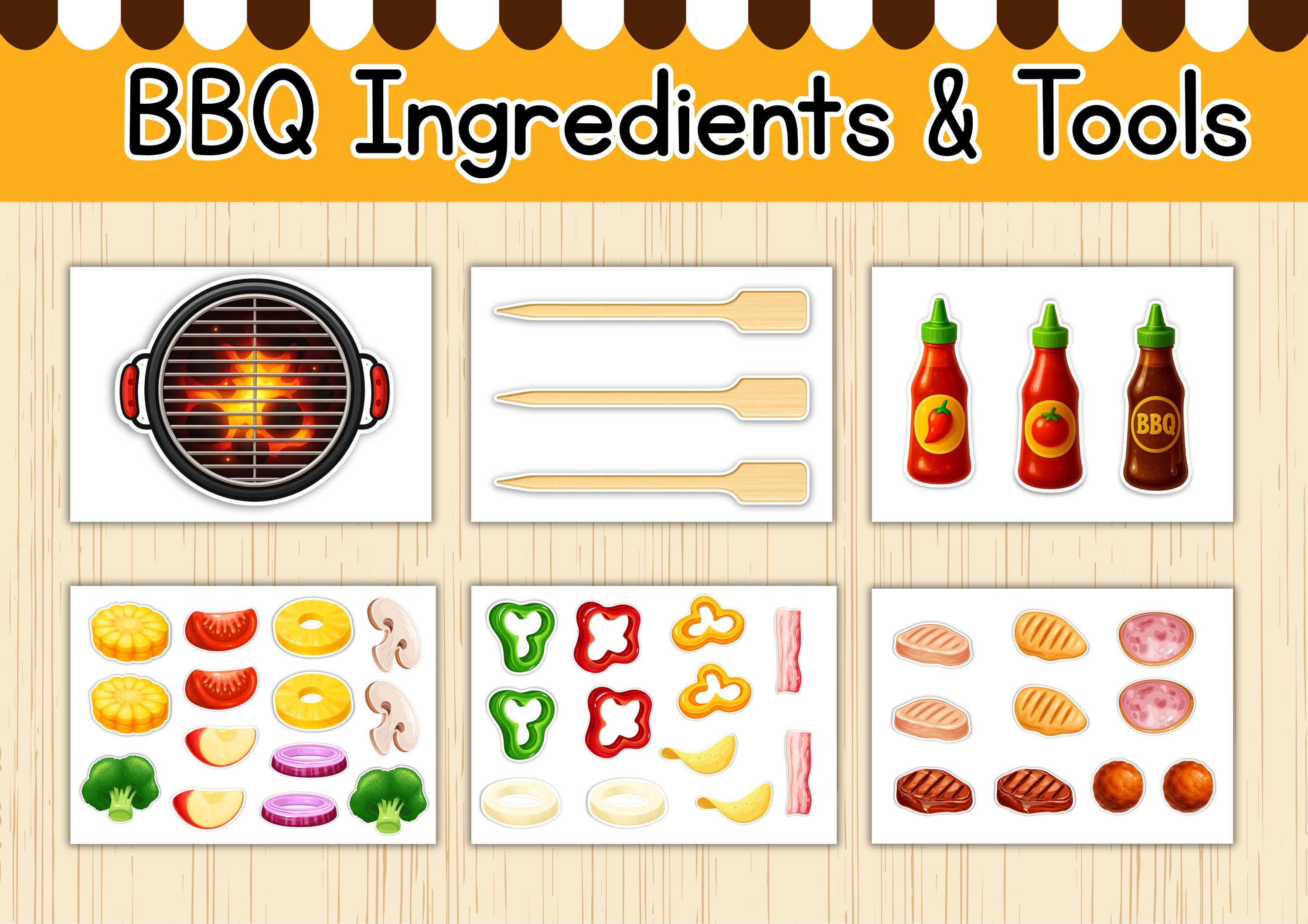 BBQ Pretend Play Set: Printable Matching Game, Summer Activity (PDF ...