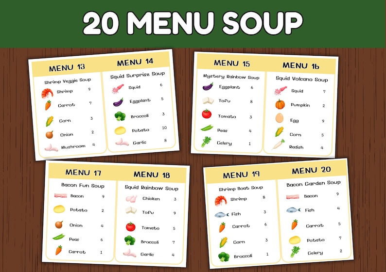 Soup Making Busy Book Printable for Kids, Soup Making,pretend Play Food ...