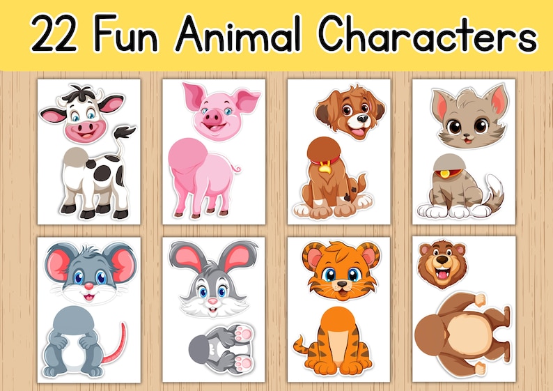 Animal Matching Game: Kids' Symmetry Puzzle, Preschool Education (PDF ...