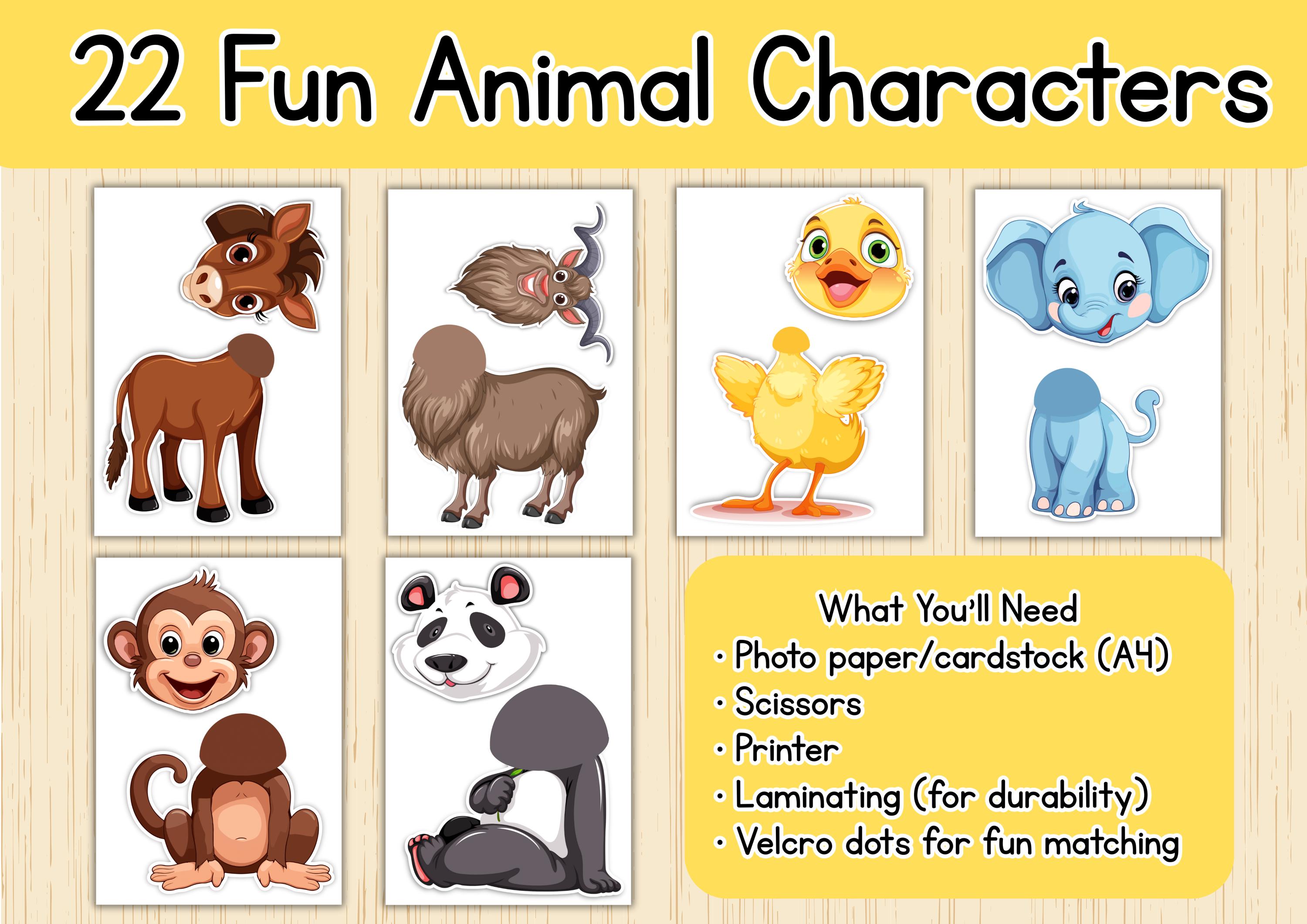 Animal Matching Game: Kids' Symmetry Puzzle, Preschool Education (PDF ...
