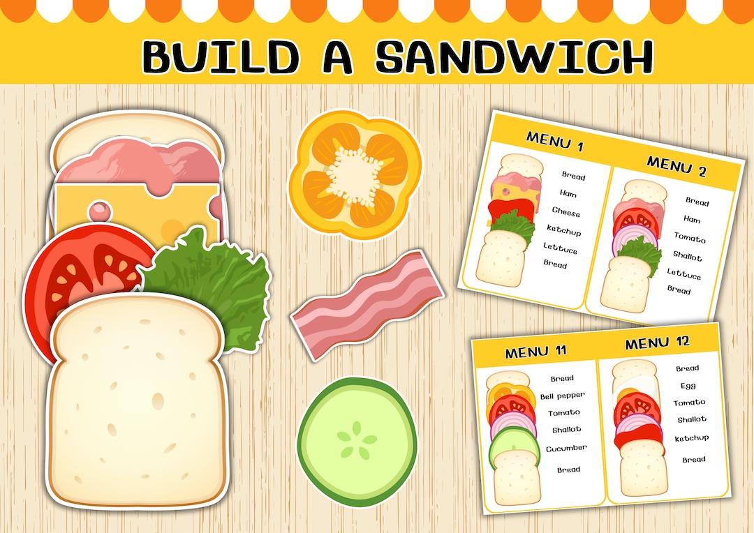 Build a Sandwich Game, Sandwich Pretend Play,preschool, Learning ...