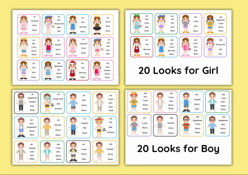 Dress up Paper Doll Activity: Mix & Match Clothing Game (PDF Pattern ...