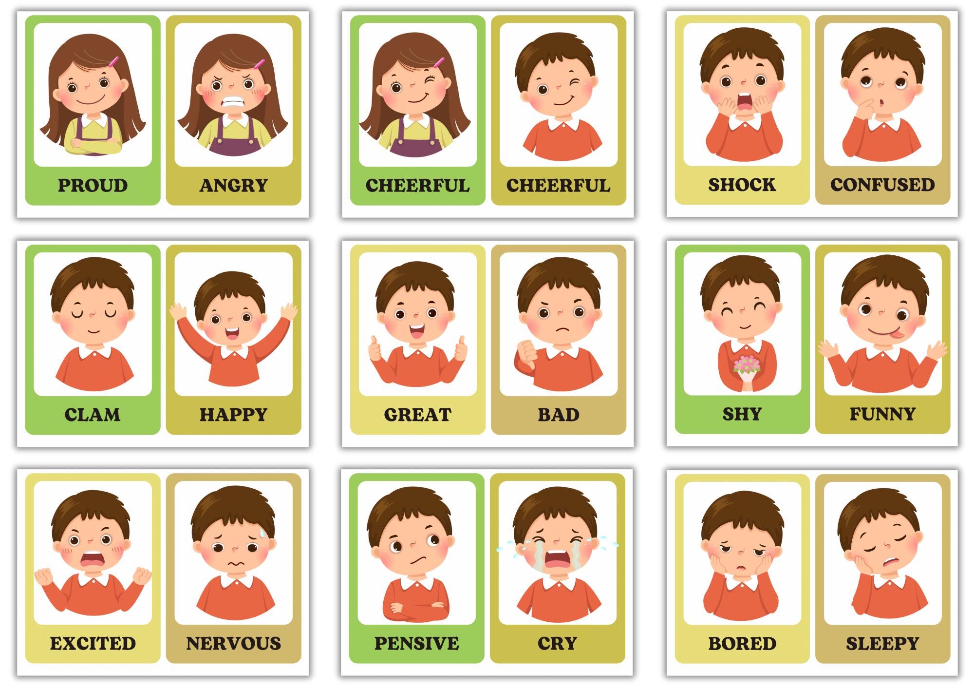 Emotions Activity Printable: Feelings Matching Game for Kids (PDF) - Etsy