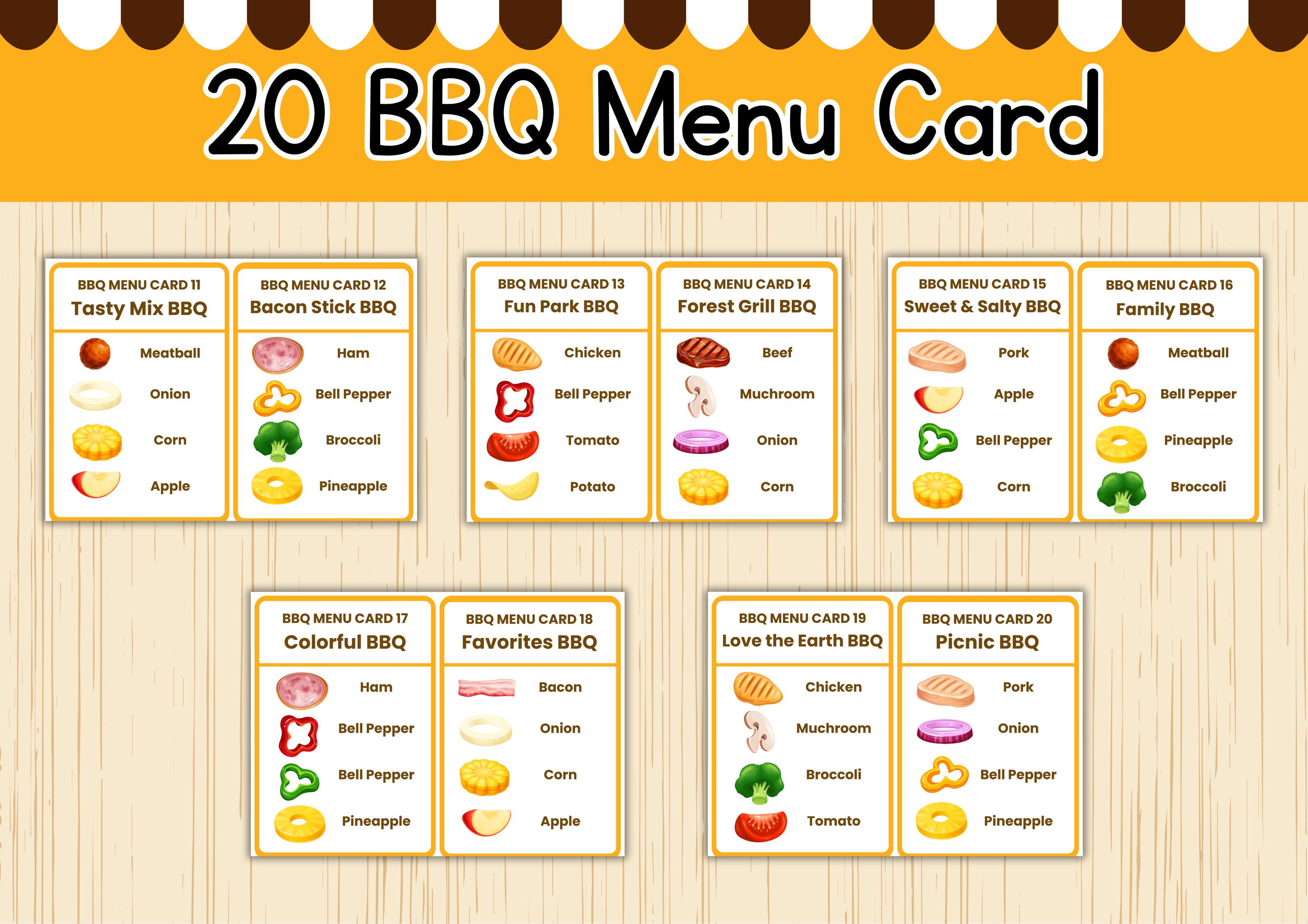 BBQ Pretend Play Set: Printable Matching Game, Summer Activity (PDF ...