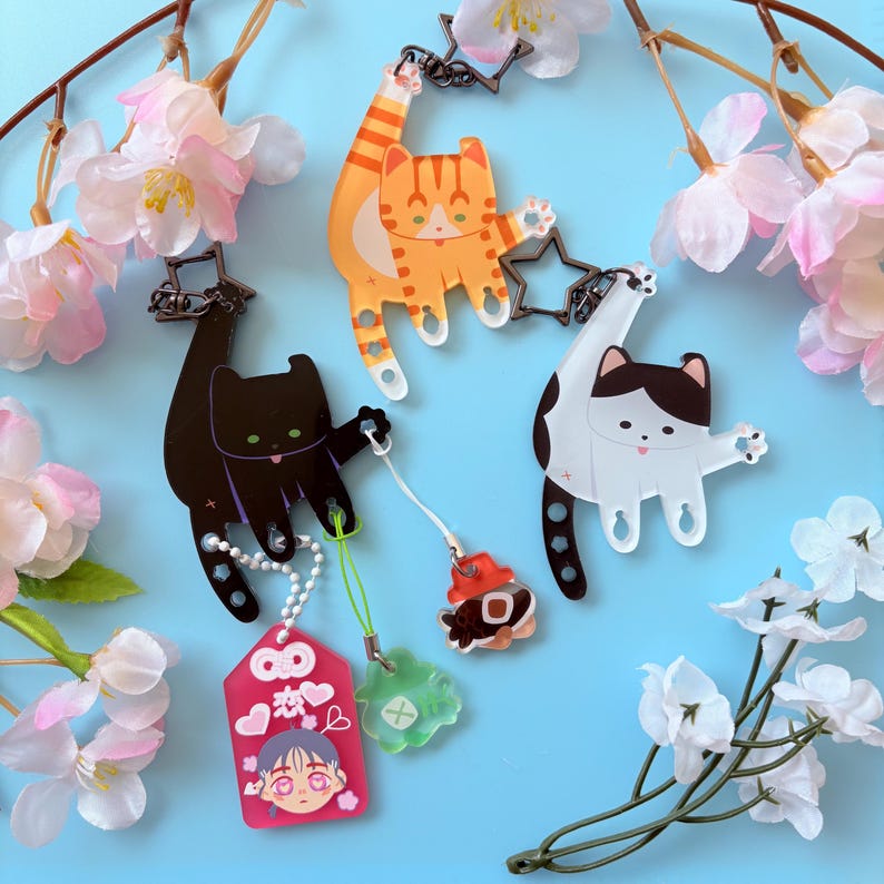 Cute Acrylic Cat Trinket Holder for Keychains, Keys, Charms, All Your ...