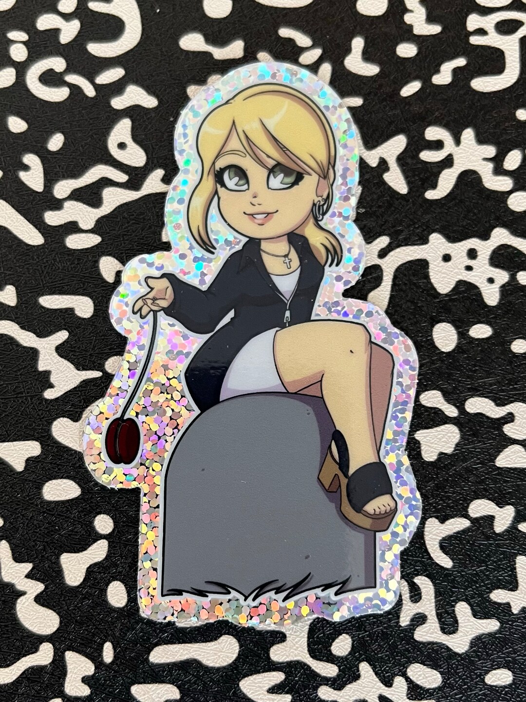 Chibi Buffy Glitter Sticker | Unique 1.77" X 3" Vinyl Decal | Iconic ...