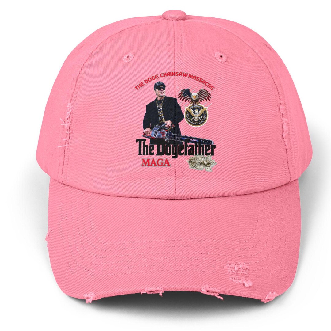 Distressed Cap the Dogefather Elon Musk DOGE CHAINSAW MASSACRE, 8 ...