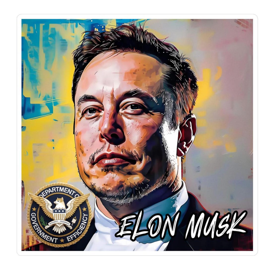 ELON MUSK Decal | Department of Government Efficiency | Kiss-cut White ...
