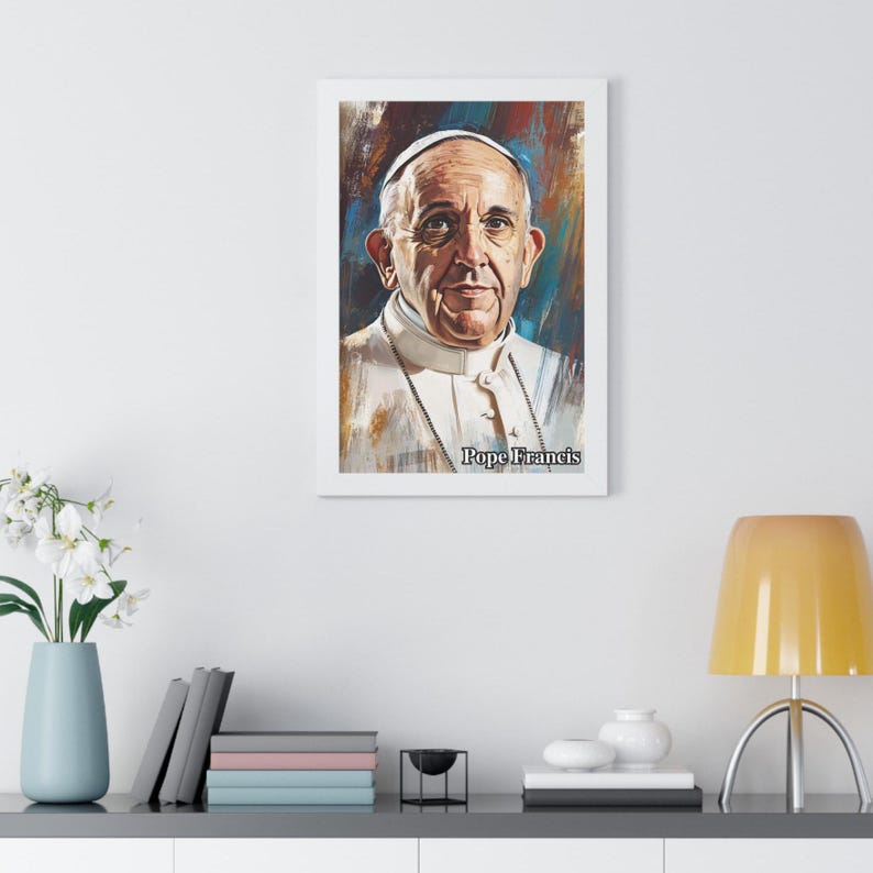 POPE FRANCIS Framed Vertical Poster Art | 3 Colors - White, Black ...
