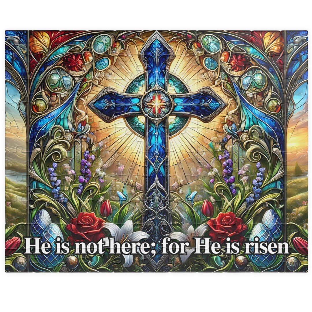 Inspirational Easter Christian Puzzle - He is Risen Stained Glass ...