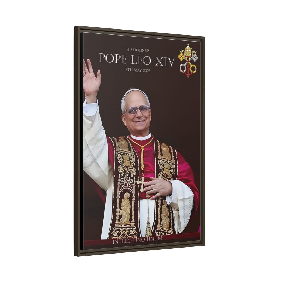 Pope Leo XIV Framed (3 Colors) Canvas Wall Art: Religious Decor ...