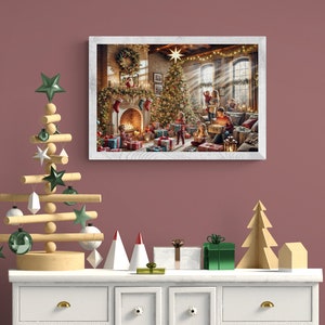 Heartwarming Christmas Morning Scene Framed Poster, Holiday Wall Art ...