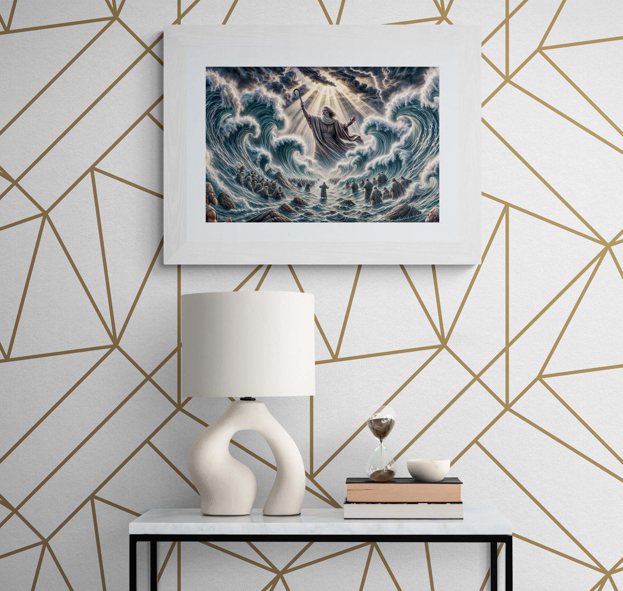 Moses Parting the Red Sea Poster, Religious Decor, Large Bible Scene ...