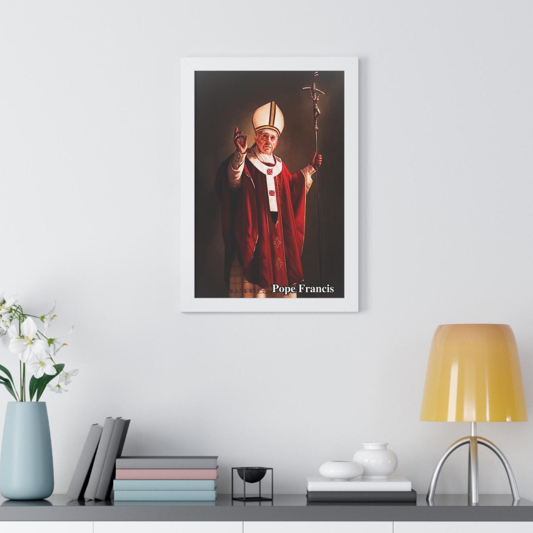 POPE FRANCIS Portrait Framed Vertical Poster Art | 3 Colors - White ...